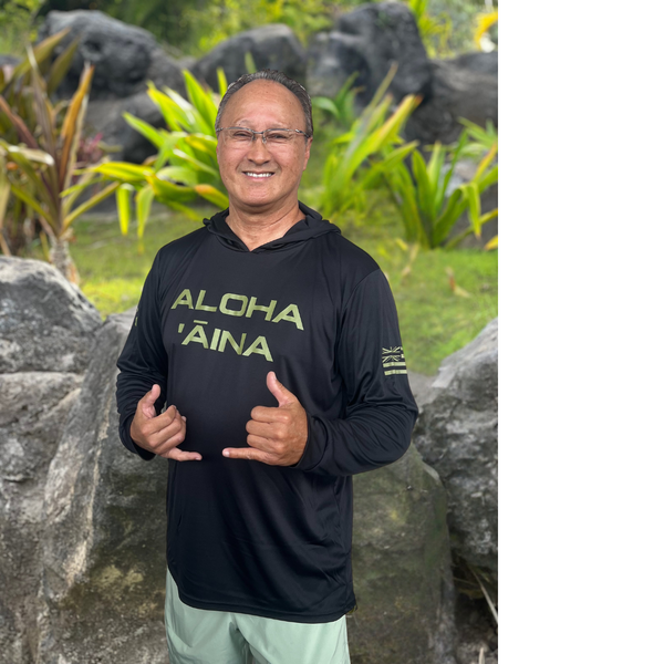 Aloha Aina Hooded Long Sleeve Drifit Green on Black – Hae Hawaii