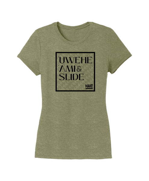Uwehe Military Green Wahine Tee – Hae Hawaii